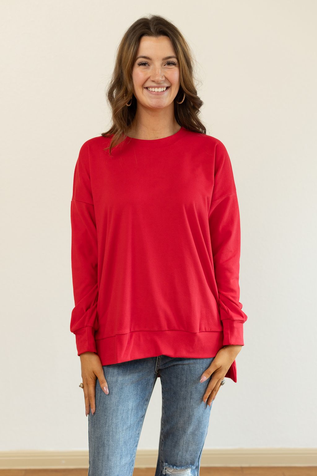 Red Micro Fleece Crewneck – GRACE & EMMA® Wholesale | Southern Grace ...